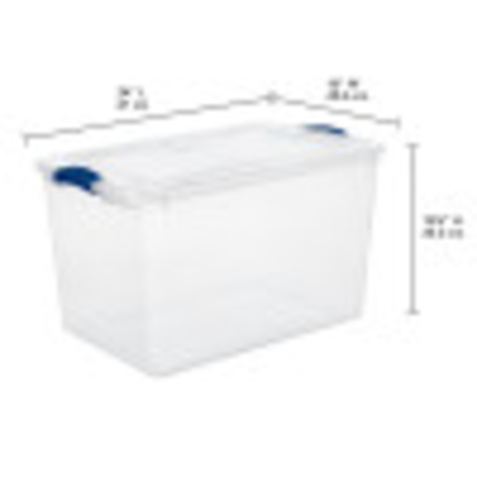 66 Qt. Clear Plastic Latch Box, Blue Latches with Clear Lid | eBay