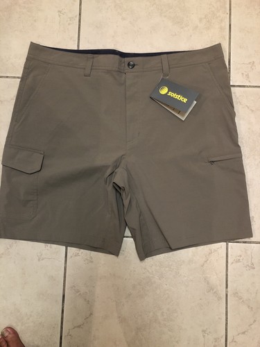 NWT Mens Solstice Shorts 40x9 Stretch Khaki Cargo | eBay