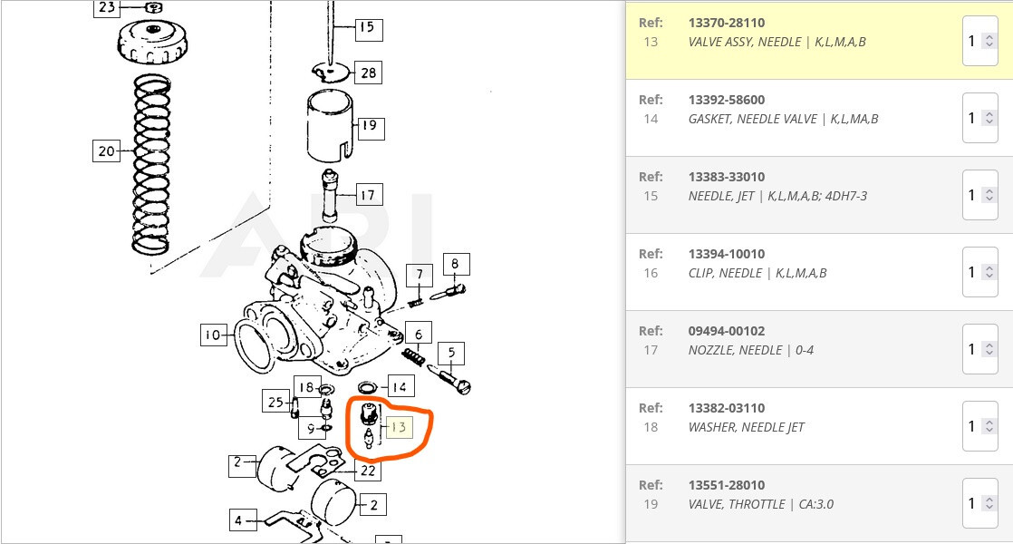 SUZUKI OEM NEEDLE VALVE ASSY P/N 13370-28110 ** | eBay