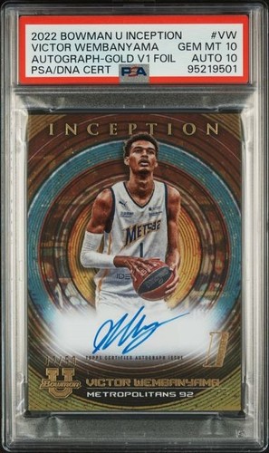 Victor Wembanyama 2022 Bowman U Inception Gold Autograph /50 PSA 10 ...