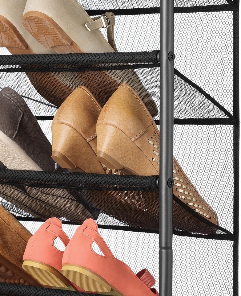 12-Tier Over the Door Mesh Shoe Rack Holds up to 36 Pairs Metal & Mesh ...