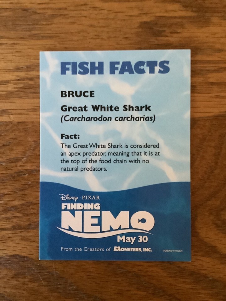 2003 Vintage Disney Pixar FINDING NEMO Promotional Ad Card BRUCE Fish ...