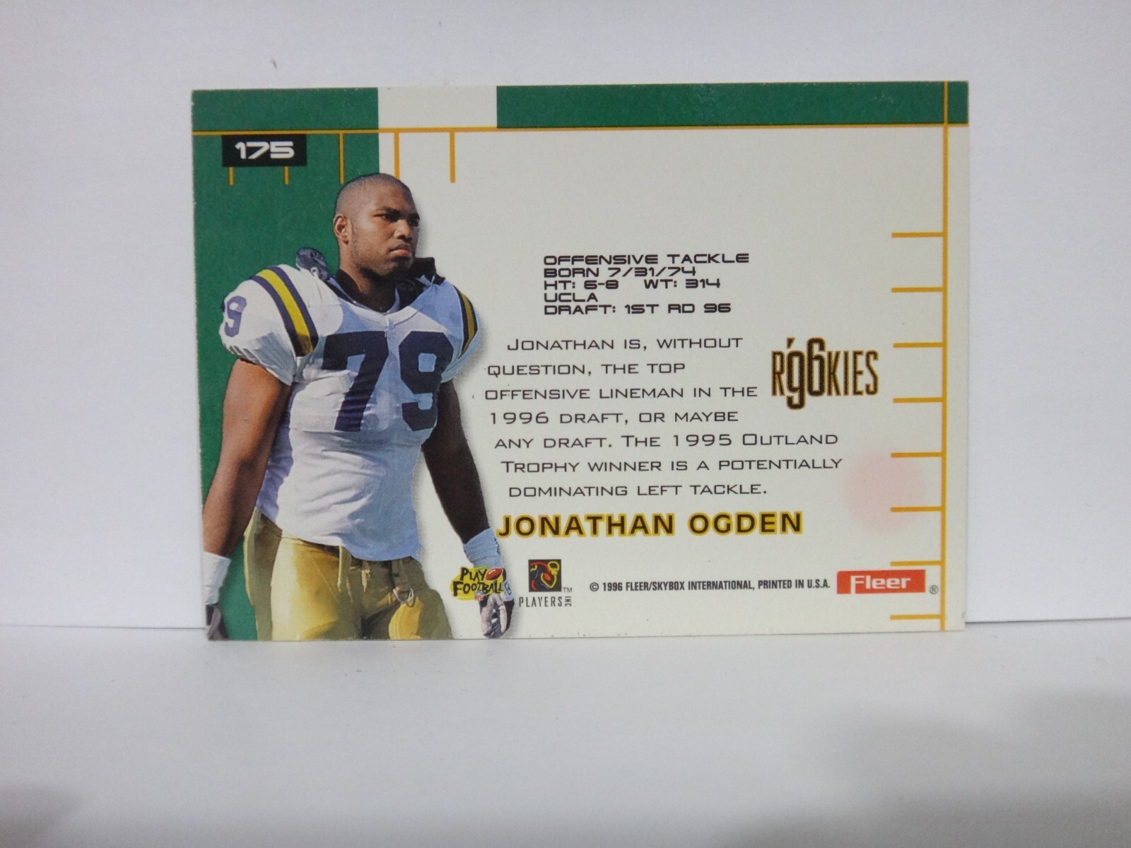 1996 Ultra Football Card #175 Jonathan Ogden Rookie | eBay