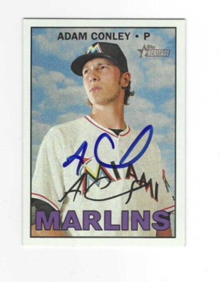 Signed ADAM CONLEY MIAMI MARLINS 2016 Topps Heritage Card #533 w/COA | eBay