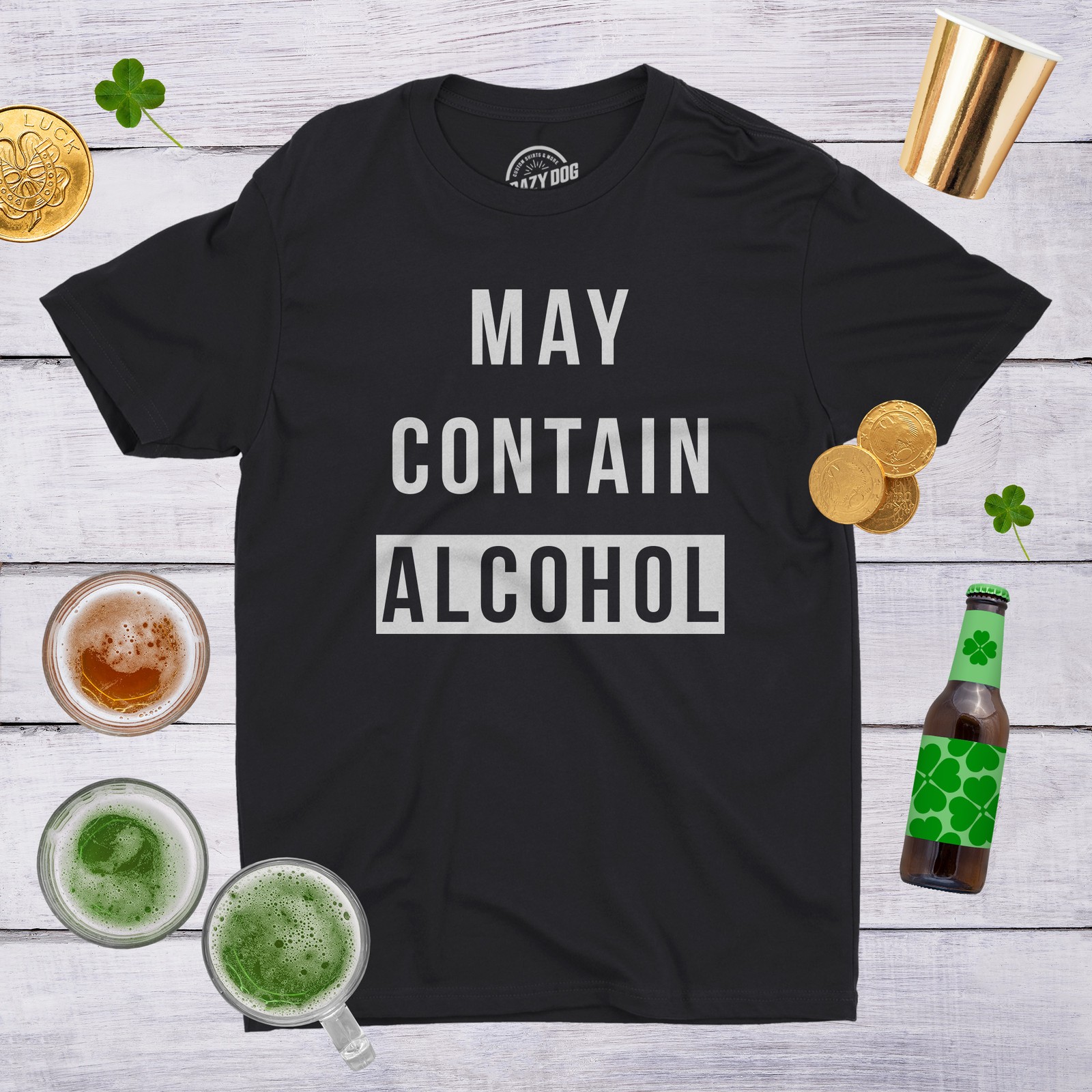 Mens May Contain Alcohol Funny Shirts Hilarious Drinking Novelty Cool T ...