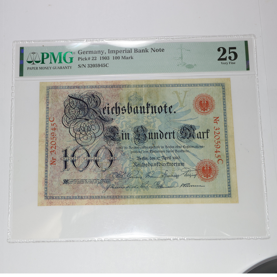 1903 PMG VF25 Pick #22 - Germany Imperial 100 Mark Bank Note #57007F | eBay