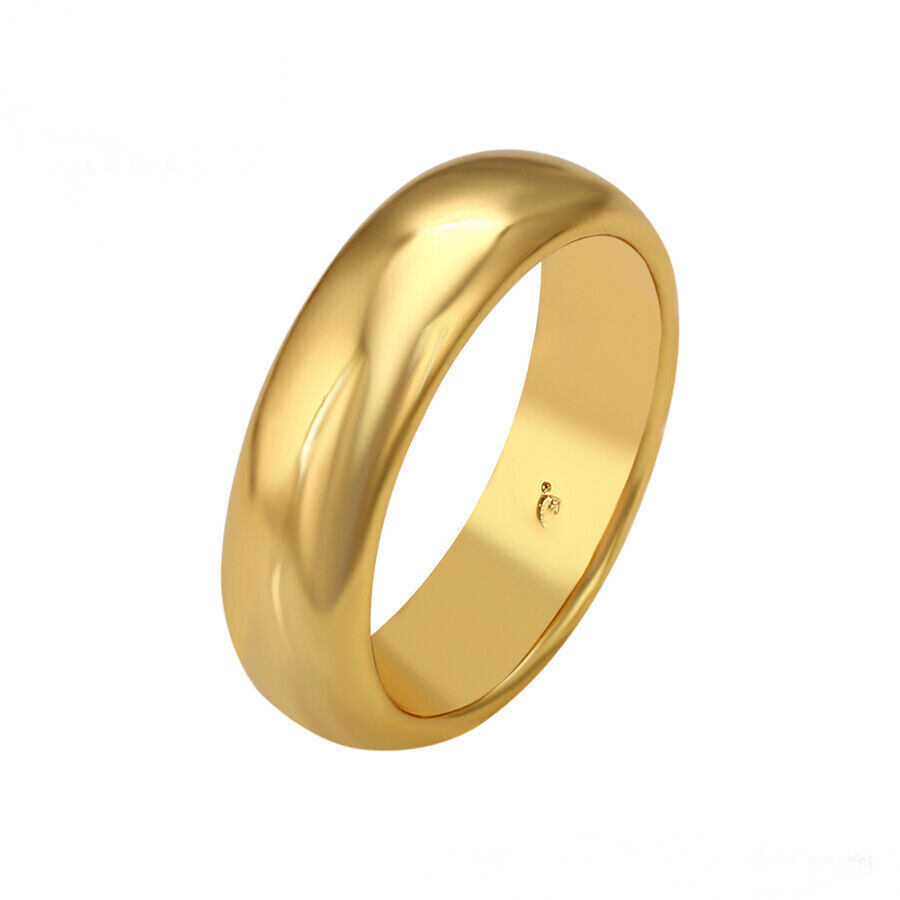24ct 24K Yellow Gold plated Men Girl Plain Wedding wide Band Ring All ...