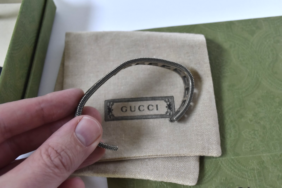 Gucci Men's Antique Sterling Silver 925 Large G Link Bangle 8" w ...