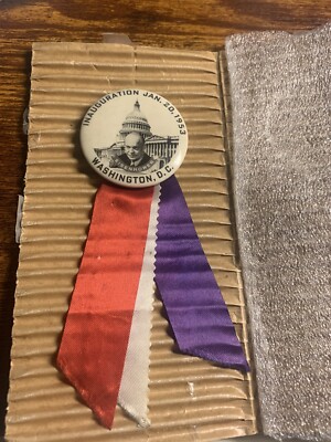 RARE JANUARY 20, 1953 DWIGHT D EISENHOWER INAUGURATION Pin and Ribbon ...