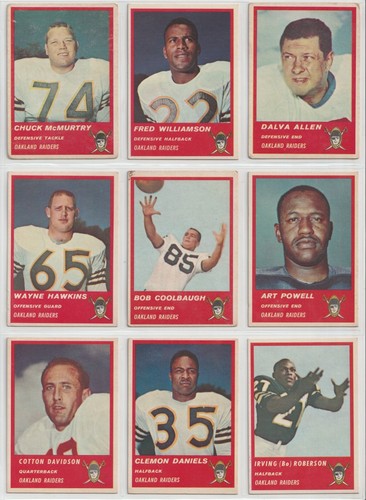 1963 Fleer Oakland Raiders Complete Team Set with Graded Bob Dougherty ...
