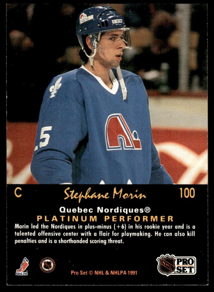 1991-92 Pro Set Platinum #100 Stephane Morin Quebec Nordiques | eBay