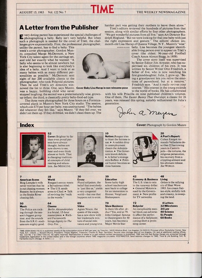 Time Magazine August 15, 1983- Babies, What Do The Know? When Do They ...