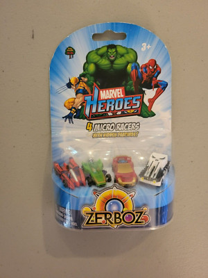 Marvel Heroes Zerboz 4 Mirco Racers - Iron Man, Punisher, Spider-Man ...