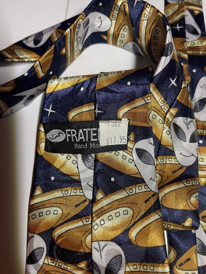 UFO Alien Necktie Black And Blue Tie Gift Paranormal Spaceship | eBay