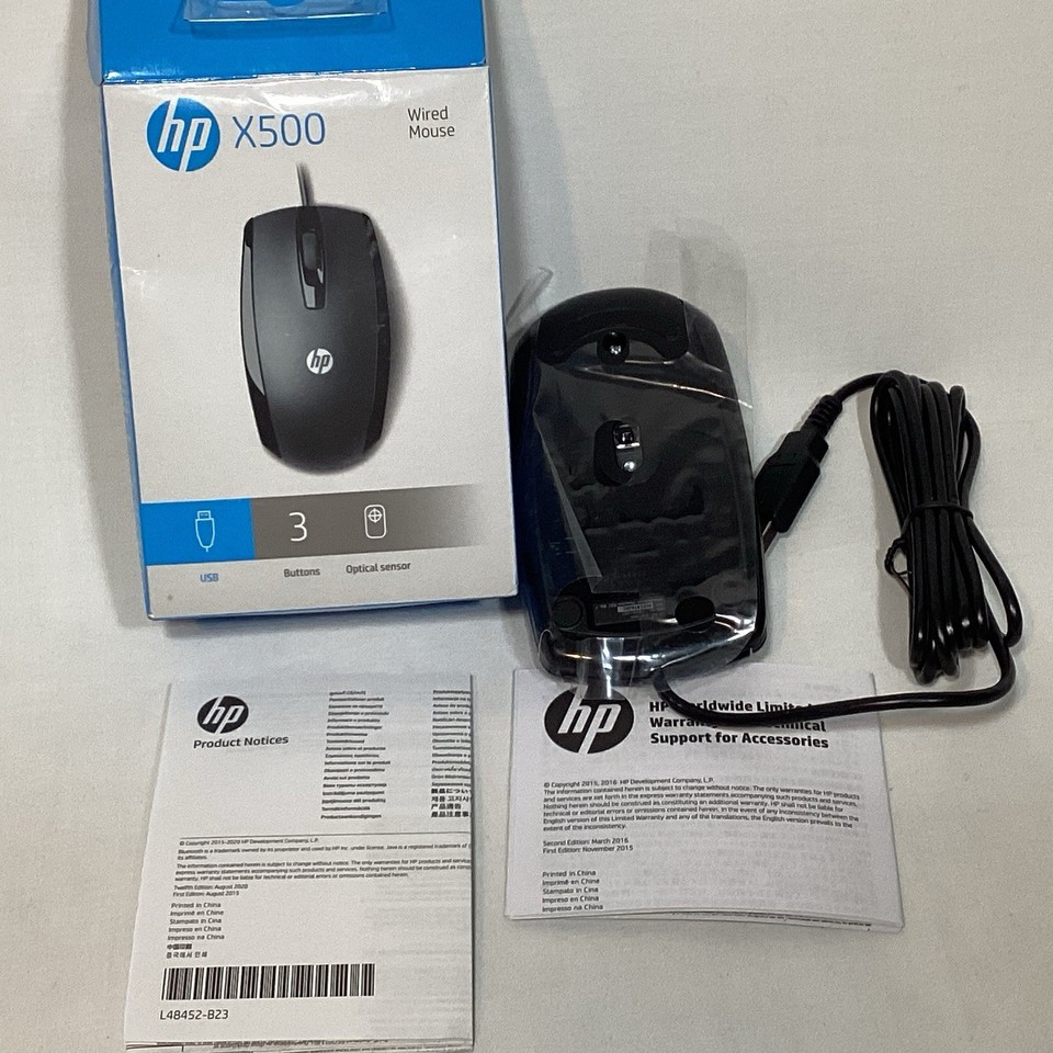 HP X500 USB Computer Mouse Optical Wired Mouse Black New In Box | eBay