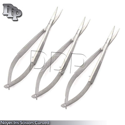 3Pcs Surgical Microsurgery Iris Curved Noyes Spring Scissor 11.5cm ...