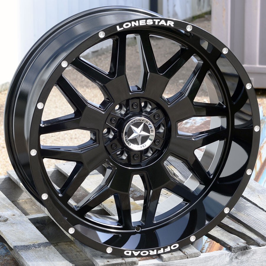 22" Gloss Black Lonestar Wheels 22x10 Inch 6x5.5 -25mm Chevy Silverado ...