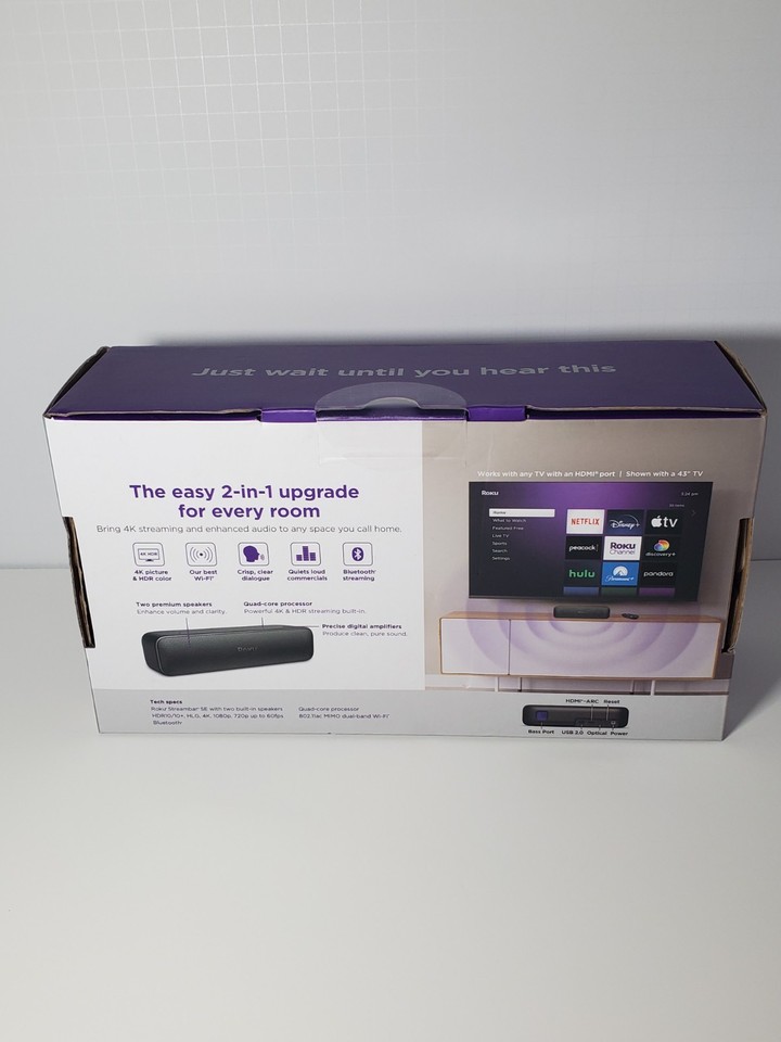 New Roku Streambar SE 2-in-1 TV Soundbar with Built-in 4K/HD/HDR ...