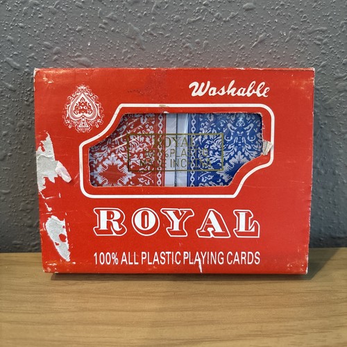 Vintage New Royal 100% Washable All Plastic Playing Cards 2 Decks Red ...