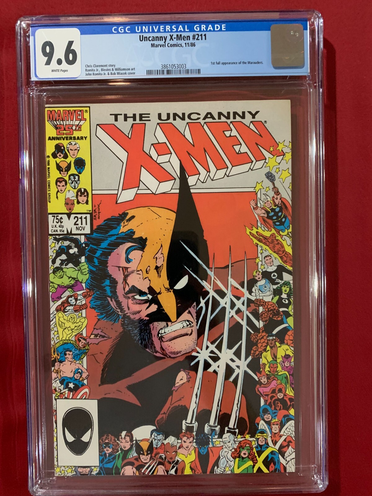 Uncanny X-Men #211 CGC #9.6 Key! 1st Marauders 25th anniversary border ...