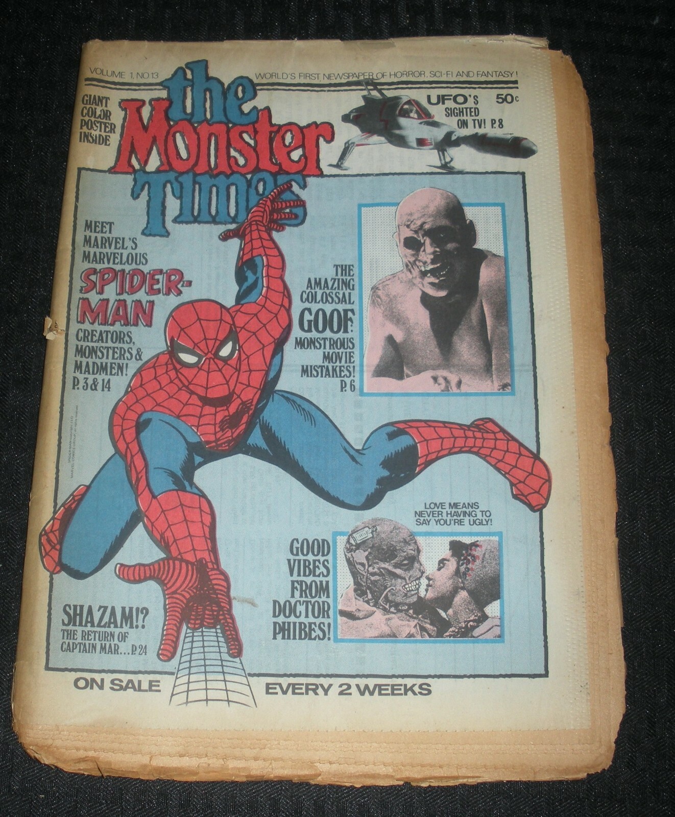 1972 MONSTER TIMES Newspaper Magazine #13 VG- 3.5 NO Spider-Man Poster ...