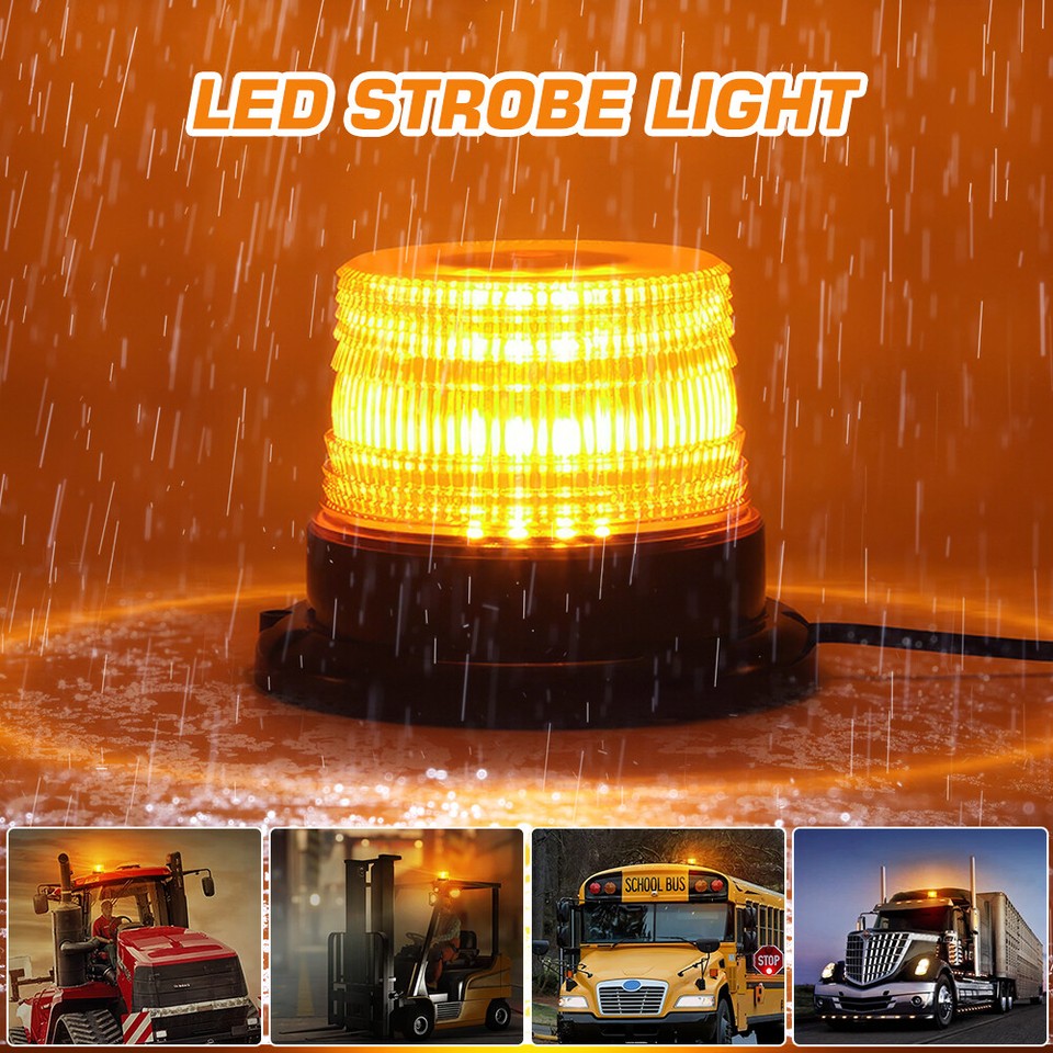 Amber 30LED Rotating Strobe Light Rooftop Flash Beacon Emergency ...