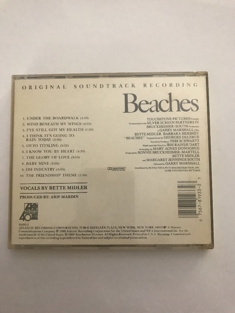 Bette Midler•Beaches•Original Soundtrack Recording CD Tested- Rare ...