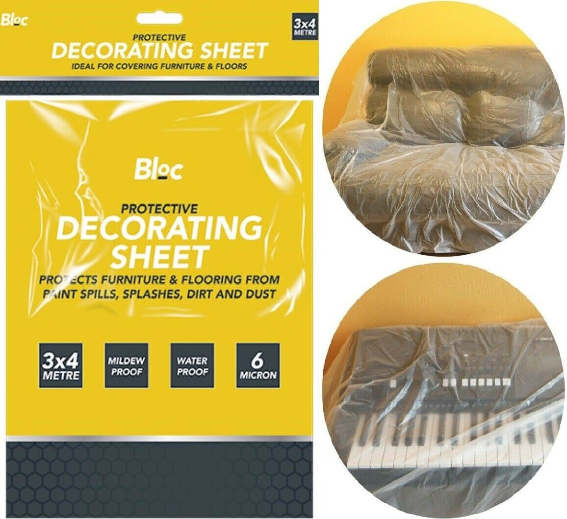 2 Large Polythene Dust Sheet Protective Cover DIY Decorators Painting ...