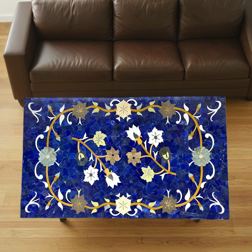 Blue Lapis Lazuli Stone Dining Table Top Handmade Kitchen Slab Bar ...