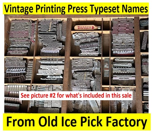 (30) Antique Printing Press Stamps Typeset Blocks Names - Ice Factory ...