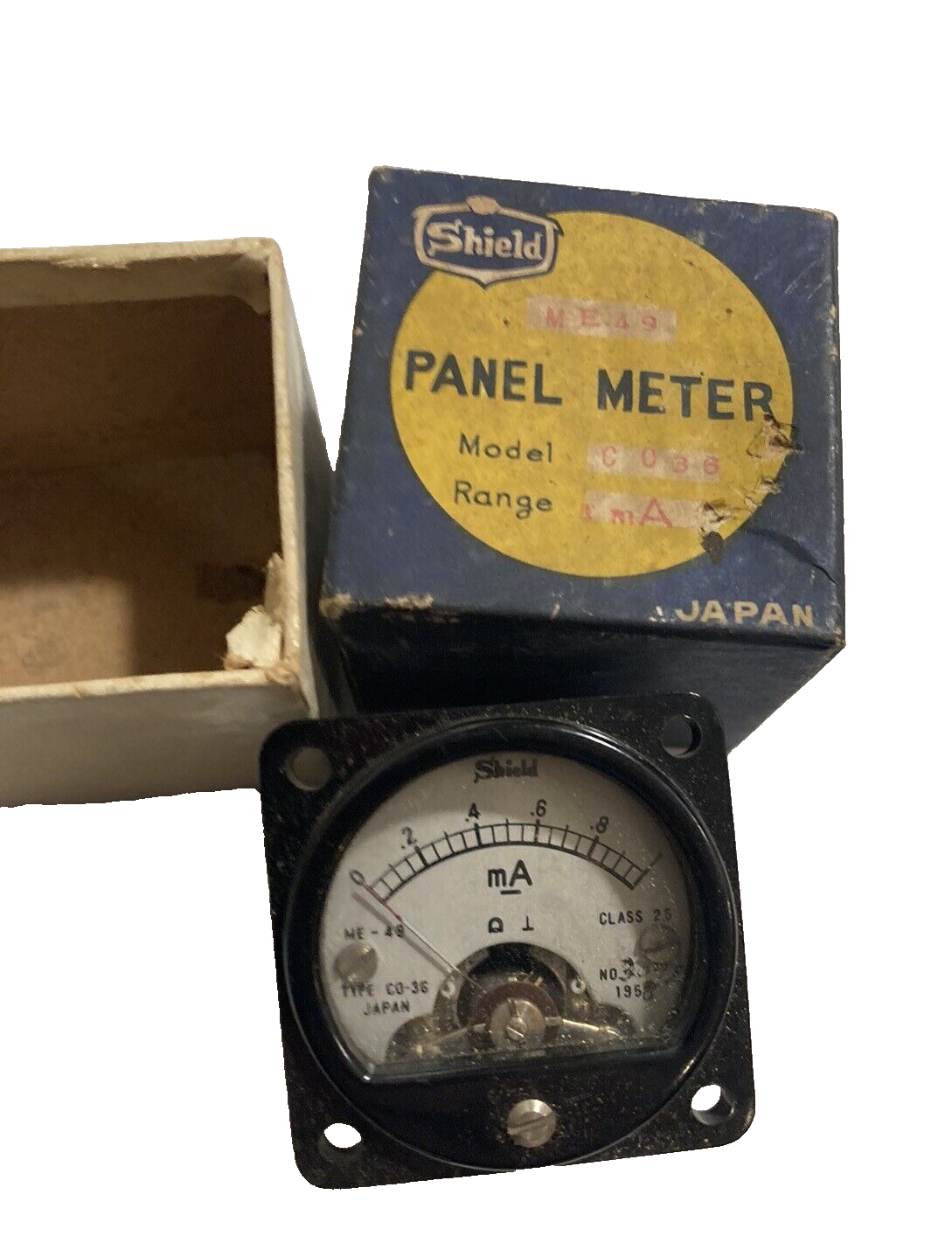 VINTAGE SHIELD PANEL METER MA 0-1 MODEL C0-36 JAPAN FROM HAM RADIO ...