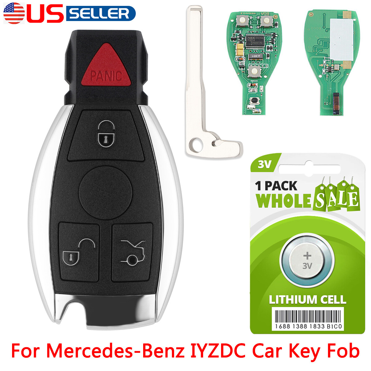 Replacement for Mercedes-Benz IYZDC Keyless Entry Remote Car Key Fob ...