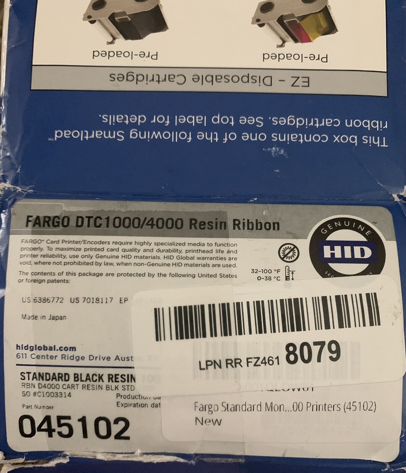 HID Fargo SmartLoad Ribbon Cartridge DTC1000 045102 Open Box READ | eBay