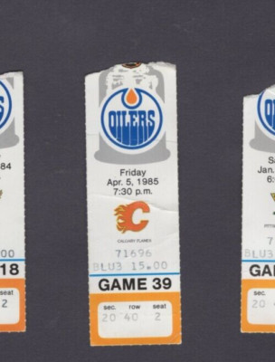 1984 OILERS vs FLAMES WAYNE GRETZKY TICKET STUB 4/5/85 GOAL #73, CAREER ...