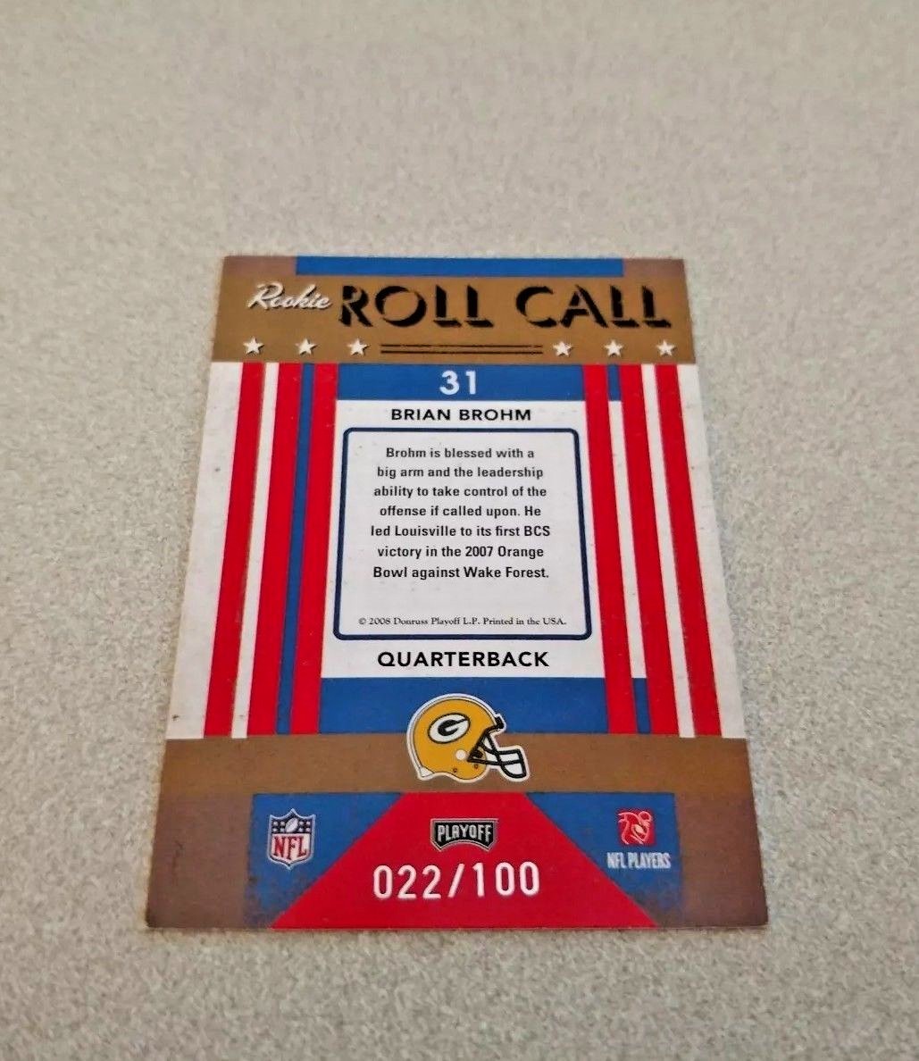 2008 Playoff Contenders - Rookie Roll Call Brian Brohm #31 Gold /100 ...
