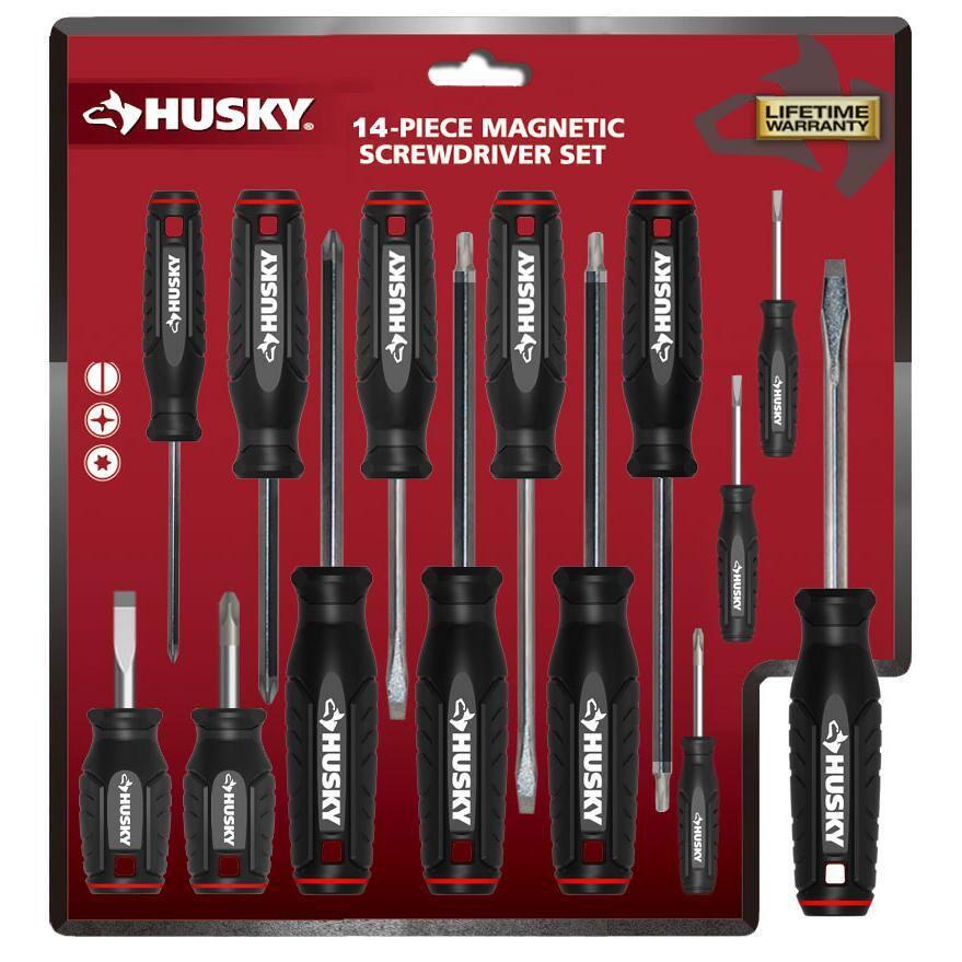 Husky Combination Screwdriver Set w/Magnetic Tip Comfort Grip Handle ...