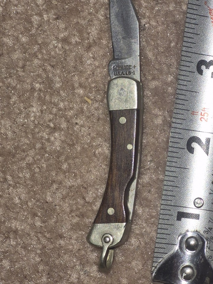 Schrade+ USA LB-1 Pocket Knife Lockback Plain Edge Blade Vintage Nice ...