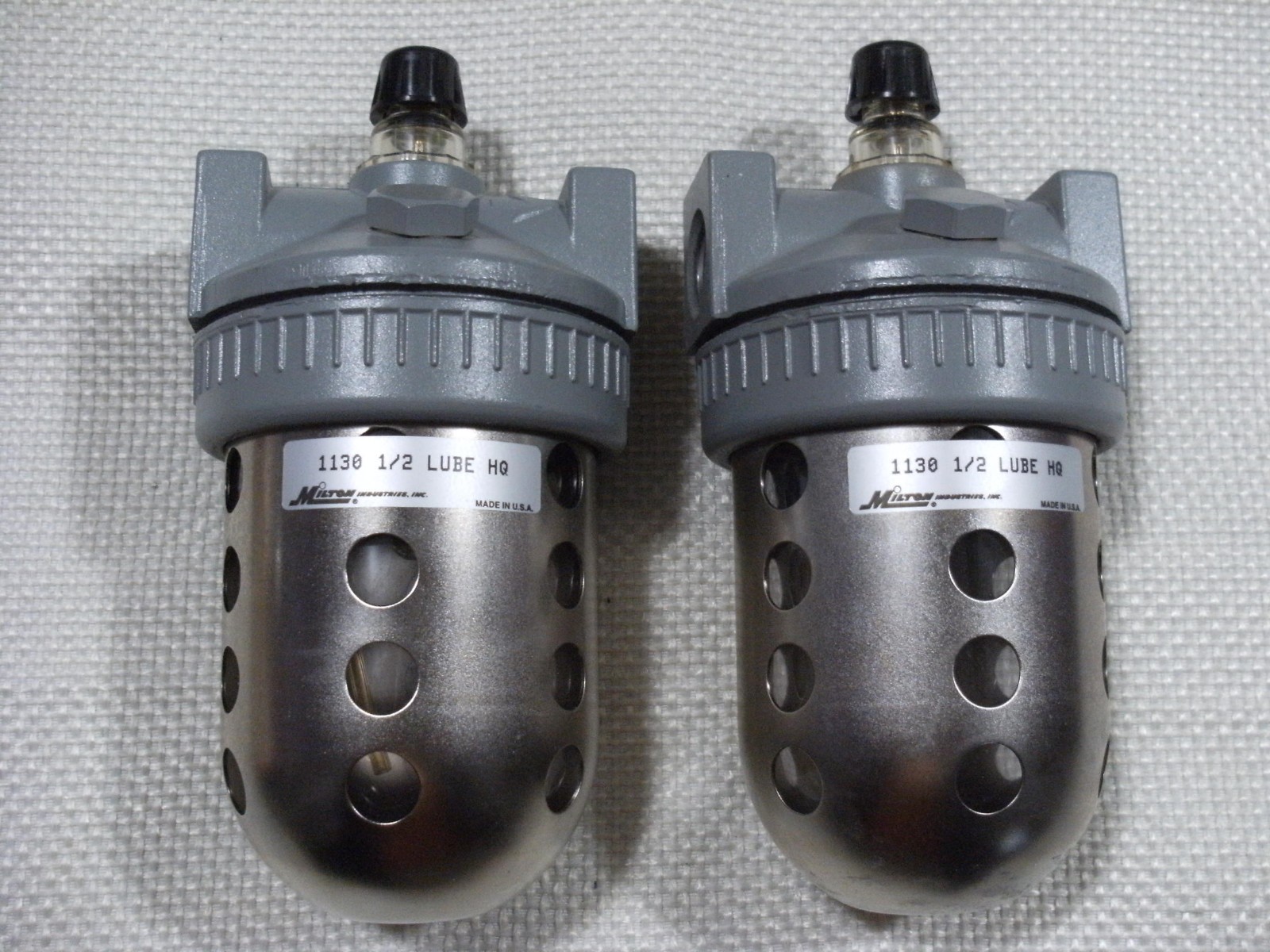 Lot of 2 Milton 1/2" N.P.T. Lubricator w/ 9 oz Polycarbonate bowl ...