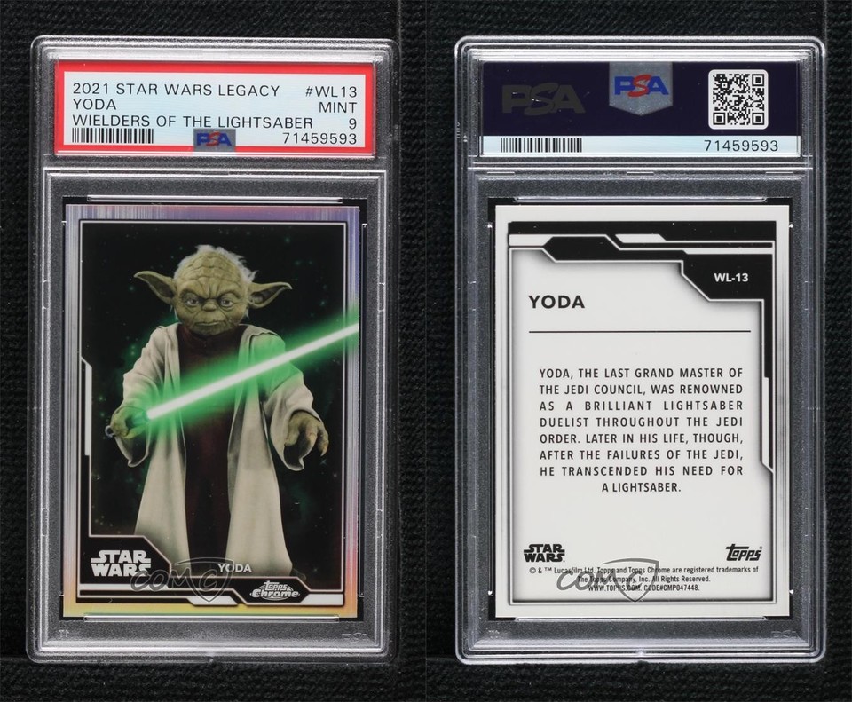 2021 Chrome Star Wars Legacy Wielders of the Lightsaber Yoda PSA 9 MINT ...