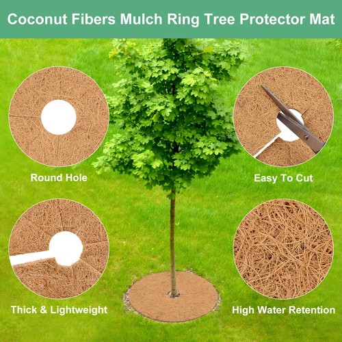 8-Pack 7.9 Inch Coconut Fibers Mulch Ring Tree Protector Mat [Coconut ...