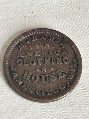 1863 M. Harsh Clothing House Jamesville Wisconsin Civil War Token | eBay