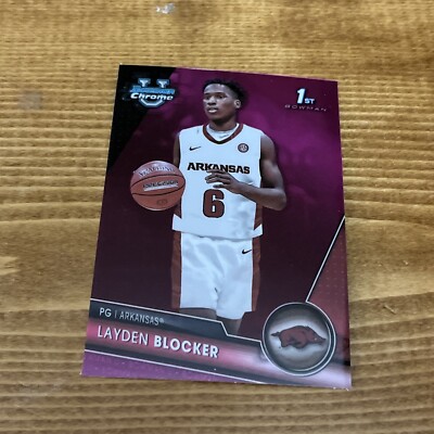 Layden Blocker 2023-24 Bowman U Chrome 1st Pink SP Arkansas Razorback ...