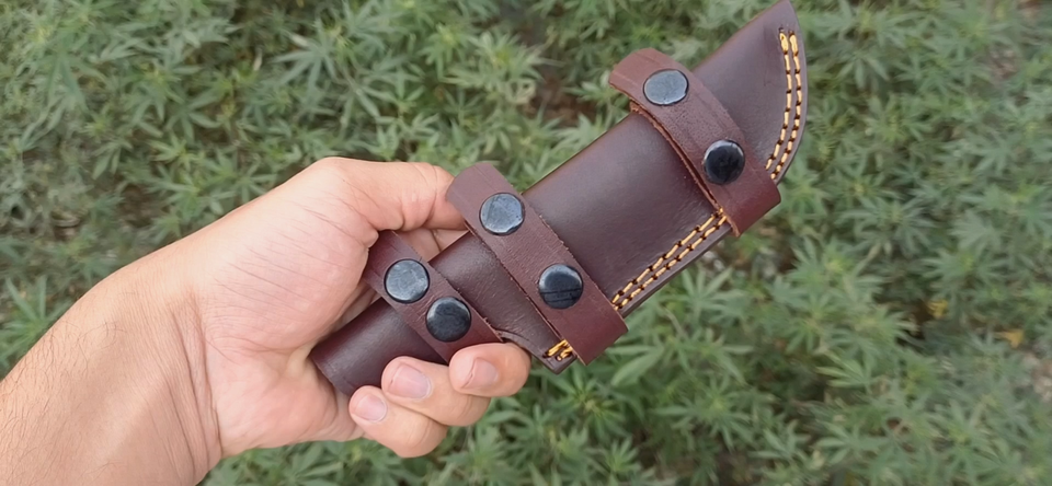 Handmade fixed blade knife leather sheath vertical carry horizontal ...