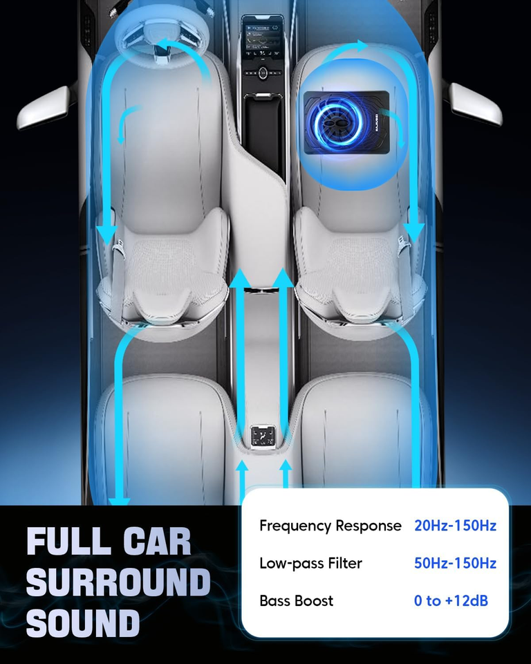 10" 1200W Slim under Seat Powered Car Subwoofer Hideaway Subwoofer with ...