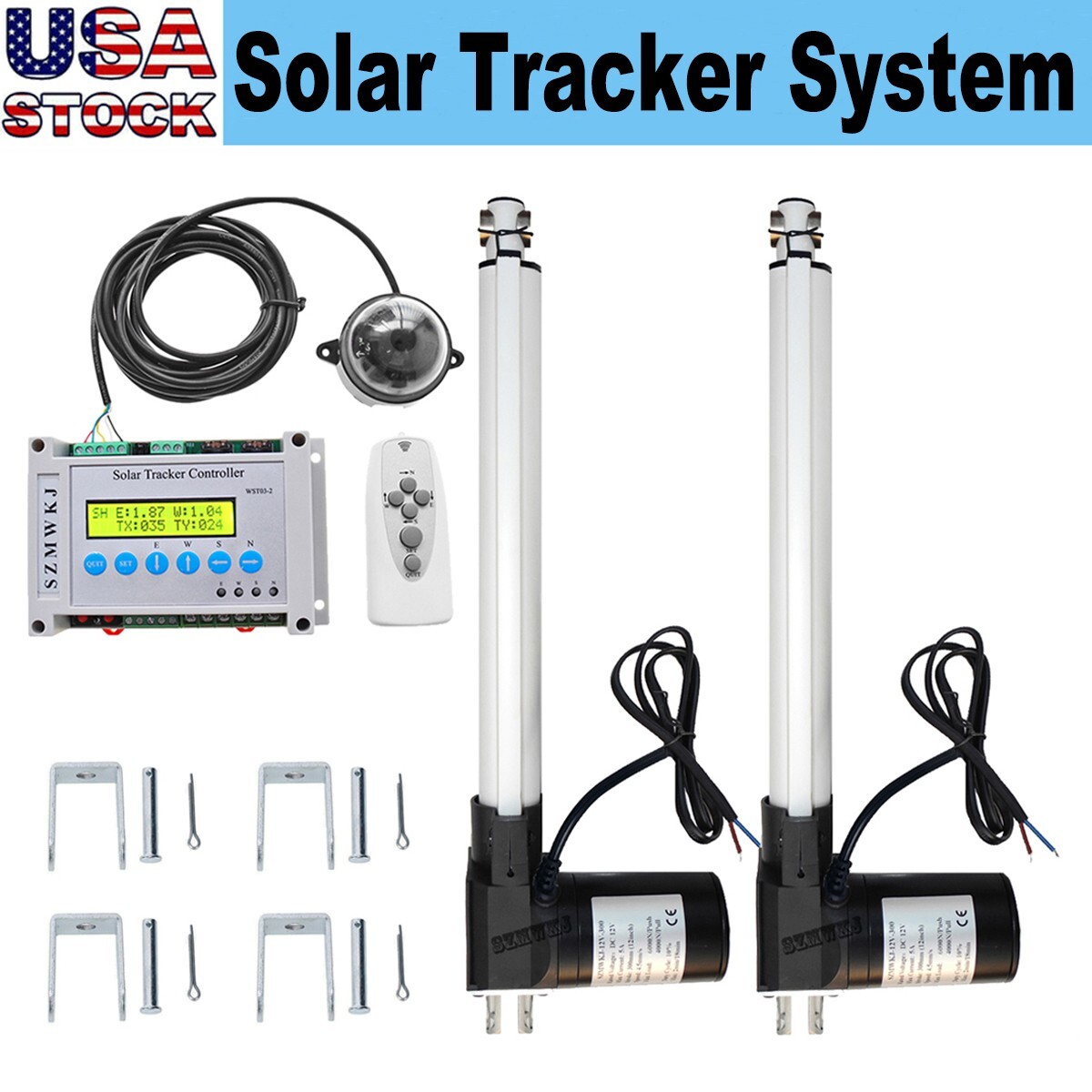 12" 6000N Linear Actuators&Electronic Controller DIY Dual Axis Solar ...