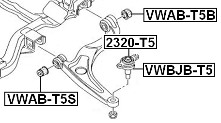 VAG Lower Arm Ball Joint Boot Febest VWBJB-T5 OEM 7H0407361A