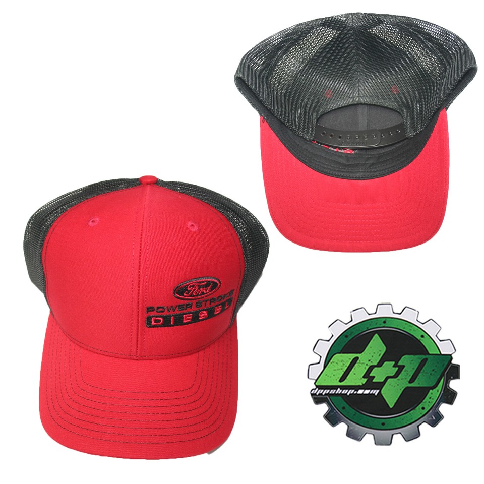 Ford Powerstroke richardson 112 hat truck diesel RED black mesh snap ...