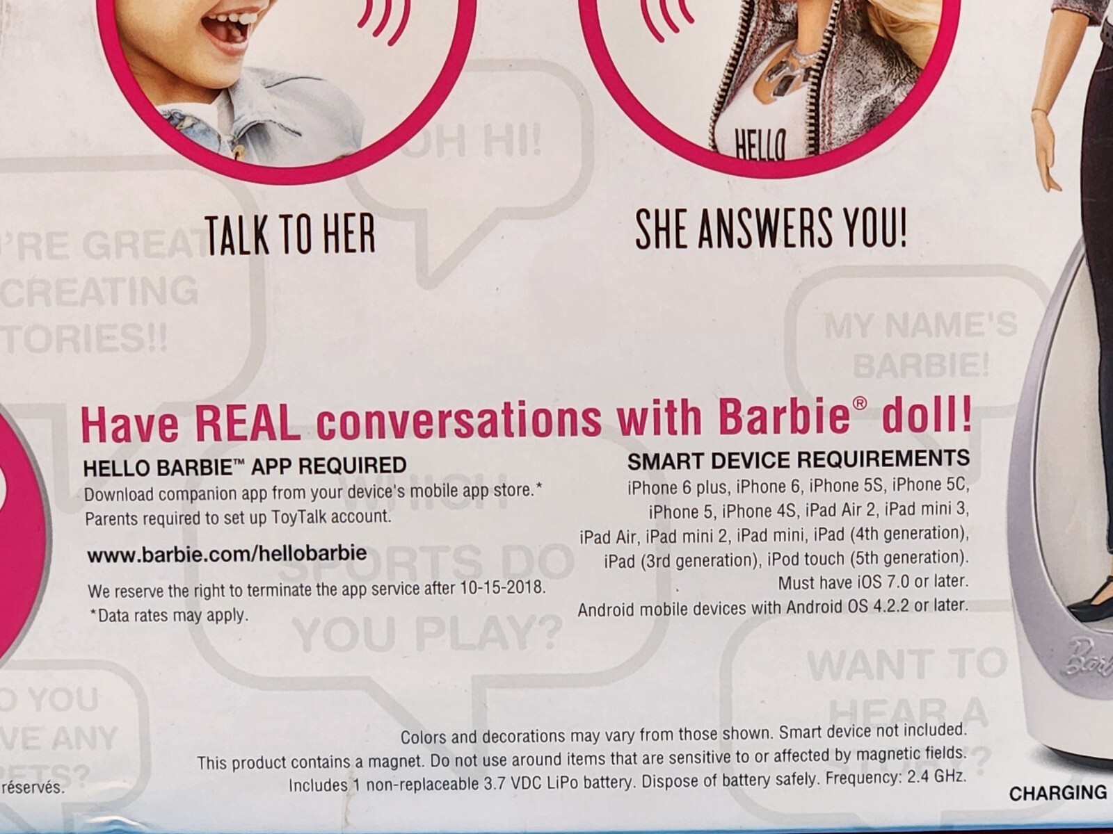 Hello Barbie Doll Blonde Interactive Talking Speech Recognition Mattel ...