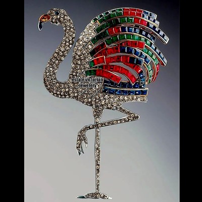 Victorian 3.73ctw Rose Cut Diamond Gemstone Studded Silver Gorgeous Hen ...