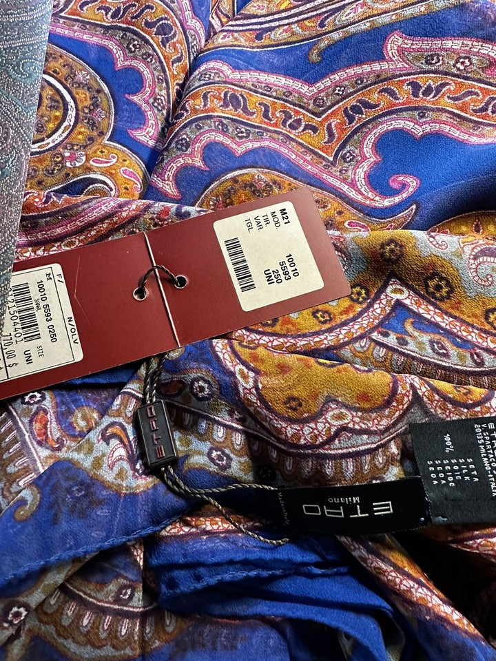 $770 NEW Etro BOMBAY silk paisley Dress WRAP SCARF shawl 140 x 140 cm ...